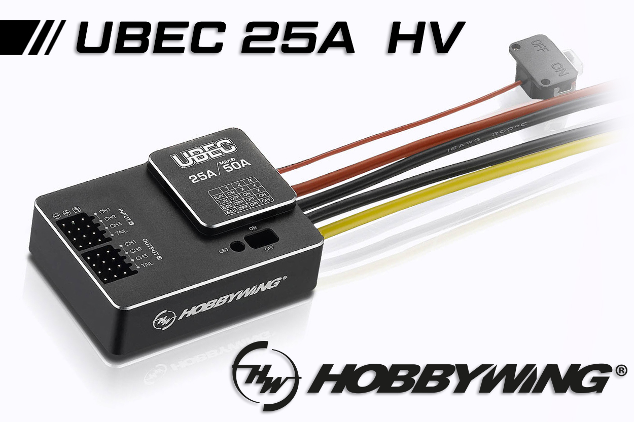BEC 25A UBEC Regler für 3-18s von Hobbywing | Robitronic RC Car ...